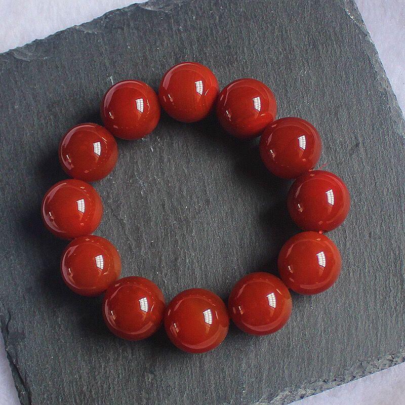 Gelang Manik Bulat Batu Akik Merah, Selatan, Corak Sutera Merah ...