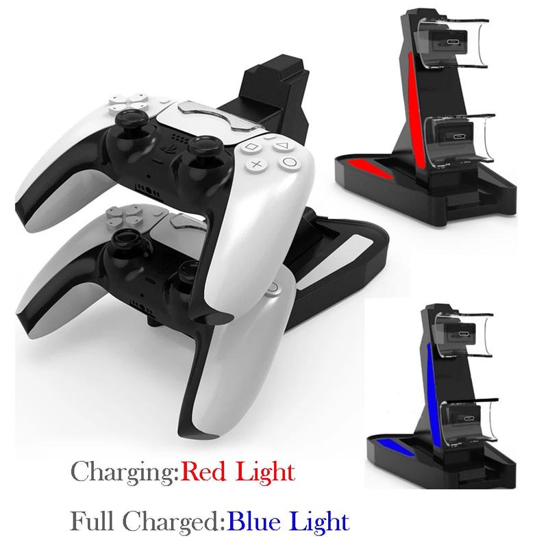 For PS5 Game Controller Charger Dual Charging Port LED Indicator ...