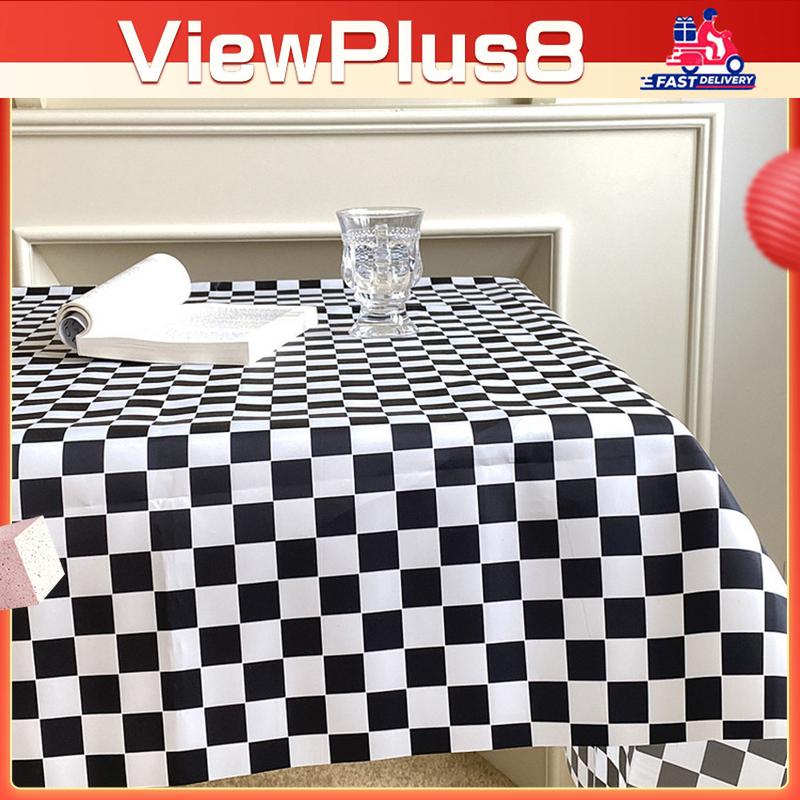Taplak Meja PEVA Motif Kotak Kotak Hitam Putih Anti Air - Shop | Tokopedia