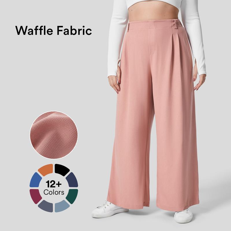 Halara High Waisted Plicated Side Pocket Wide Leg Waffle Casual ...