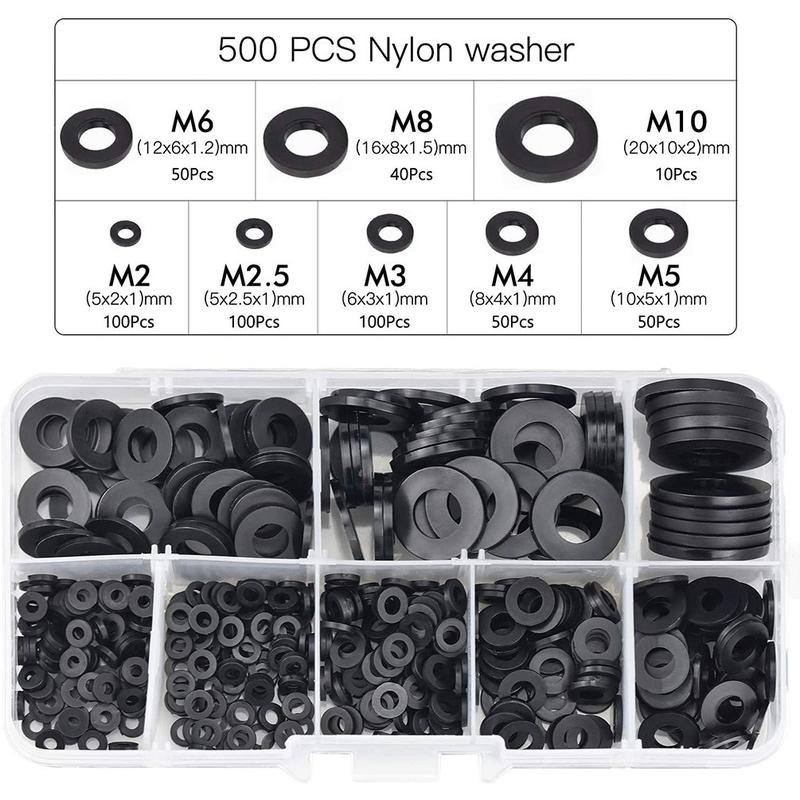 50Pcs Nylon Flat Washers Set Washers Set Nut Washers M2 M10 Flat ...