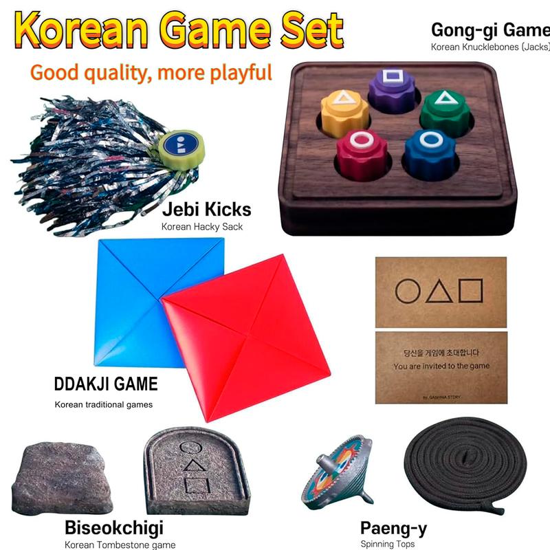 Set Permainan Squid Game,Gonggi,Permainan Tradisional Korea,Set Batu ...