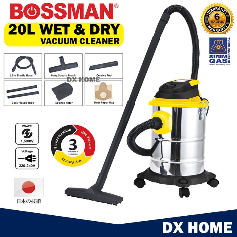 Bossman 20 Litre Wet Dry Vacuum Cleaner Wet & Dry Vacum 1600 Watt Max ...