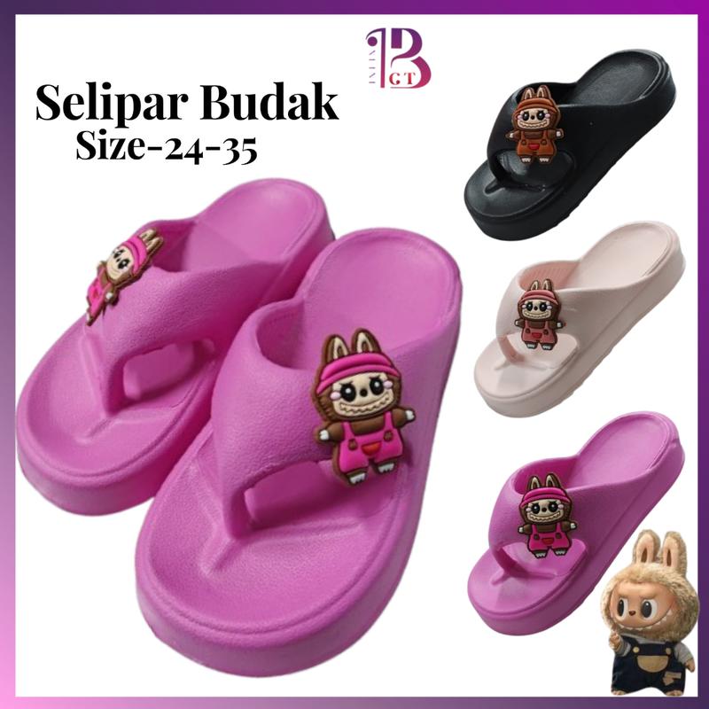 [BCT] Girl's Cartoon Labubu Flip Flop Slippers / Selipar Budak - TikTok ...