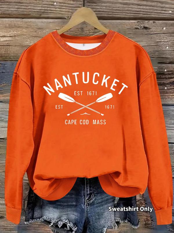 Women's Nantucket Established 1671 Print Crew Neck Sweatshirt, Casual ...