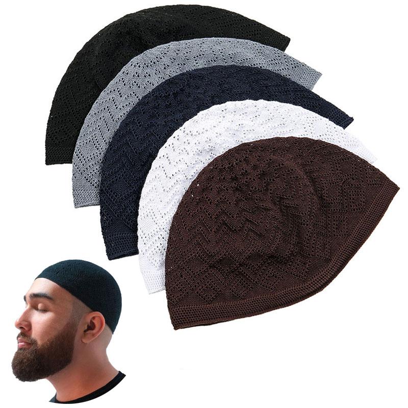 Muslim Men Prayer Hats Unisex Knitted Beanie Wrap Head Cap Islamic ...