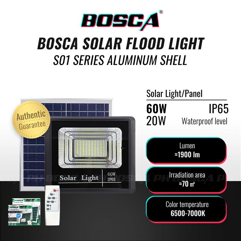 BOSCA LED Solar Flood Light LED IP65 S01 60W with Solar Pane - TikTok ...