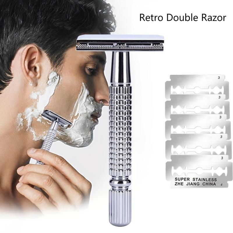 Men Hand Razor Holder Metal Blade No Skin Damage Enclosed Cutter ...