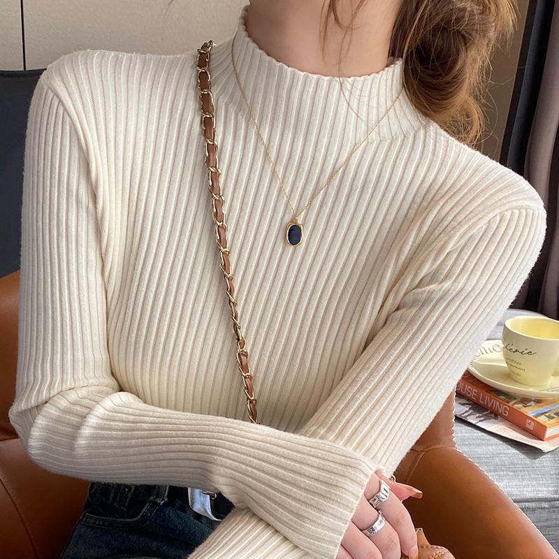 Kemeja-T Berkait, Turtleneck Separuh Wanita, Baju Bawah Musi - TikTok ...