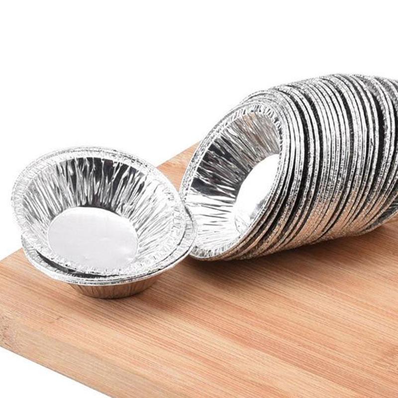 Acuan Tart Bulat Pakai Buang, 100pcs, Cawan Kerajang Aluminium, Acuan ...