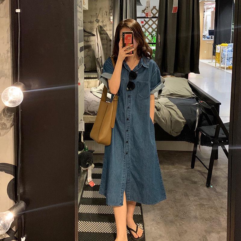 Gaun Denim untuk Wanita, Gaya Vintaj, Lengan Pendek, Panjang - TikTok ...