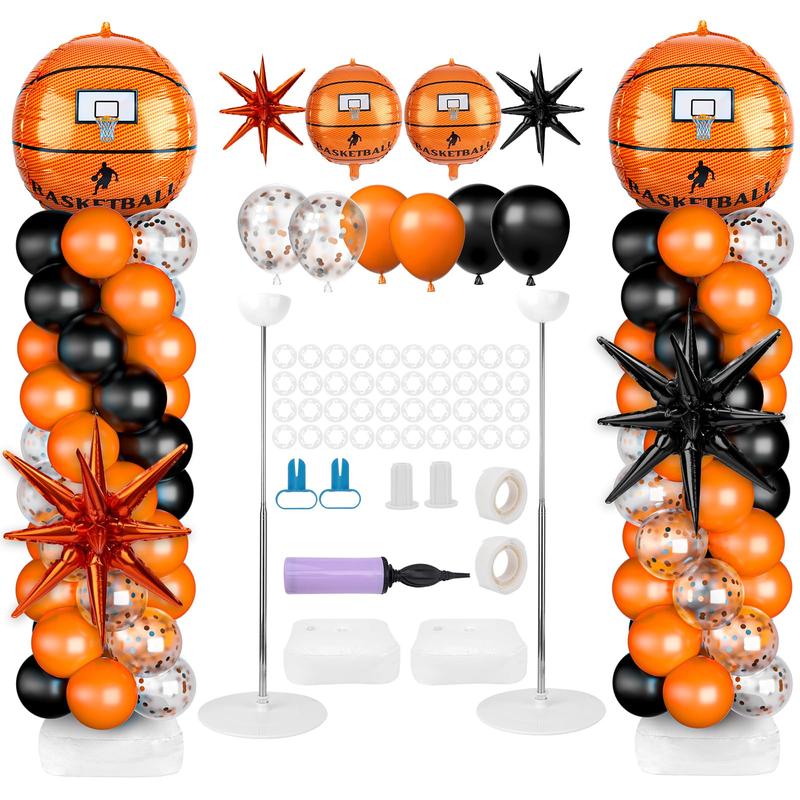 2 Sets Basketball Balloon Column Stand Kit Arch With Adjustable Stands ...