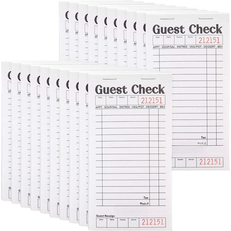 Black+White Guest Check Books for Servers (20 Pack) Server Note Pads ...