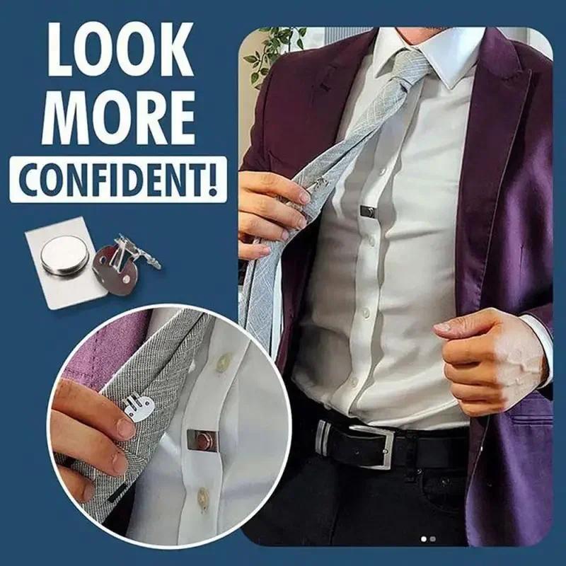 2024 New 1pc Tie Stay Clips Invisible Magnetic Stainless Steel Anti ...