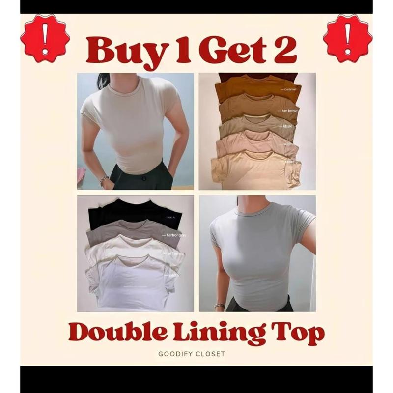 Buy 1 take 2 3pcs Basic Double Lining Top - TikTok Shop Philippines