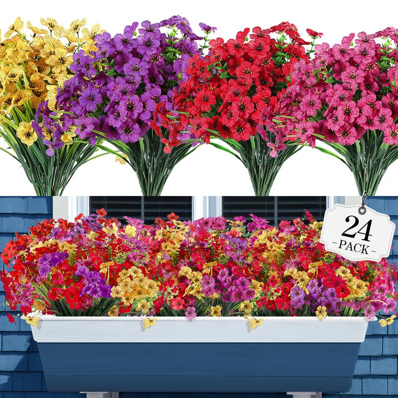 24-Bundle Vibrant Artificial Flowers for Outdoor & Indoor Decor - TikTok Shop