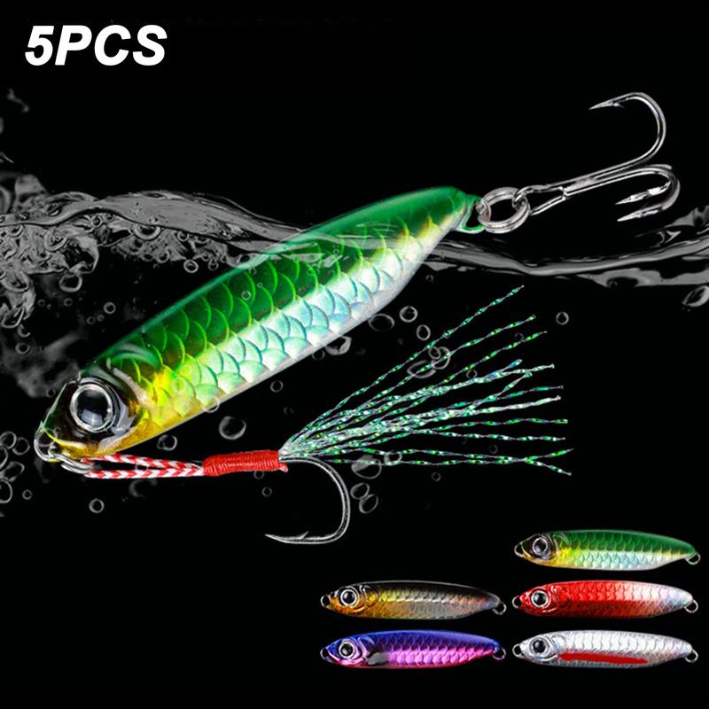 5pcs Metal Jig Jigging Spoon Lure Vertical Diamond Jig Long Casting ...
