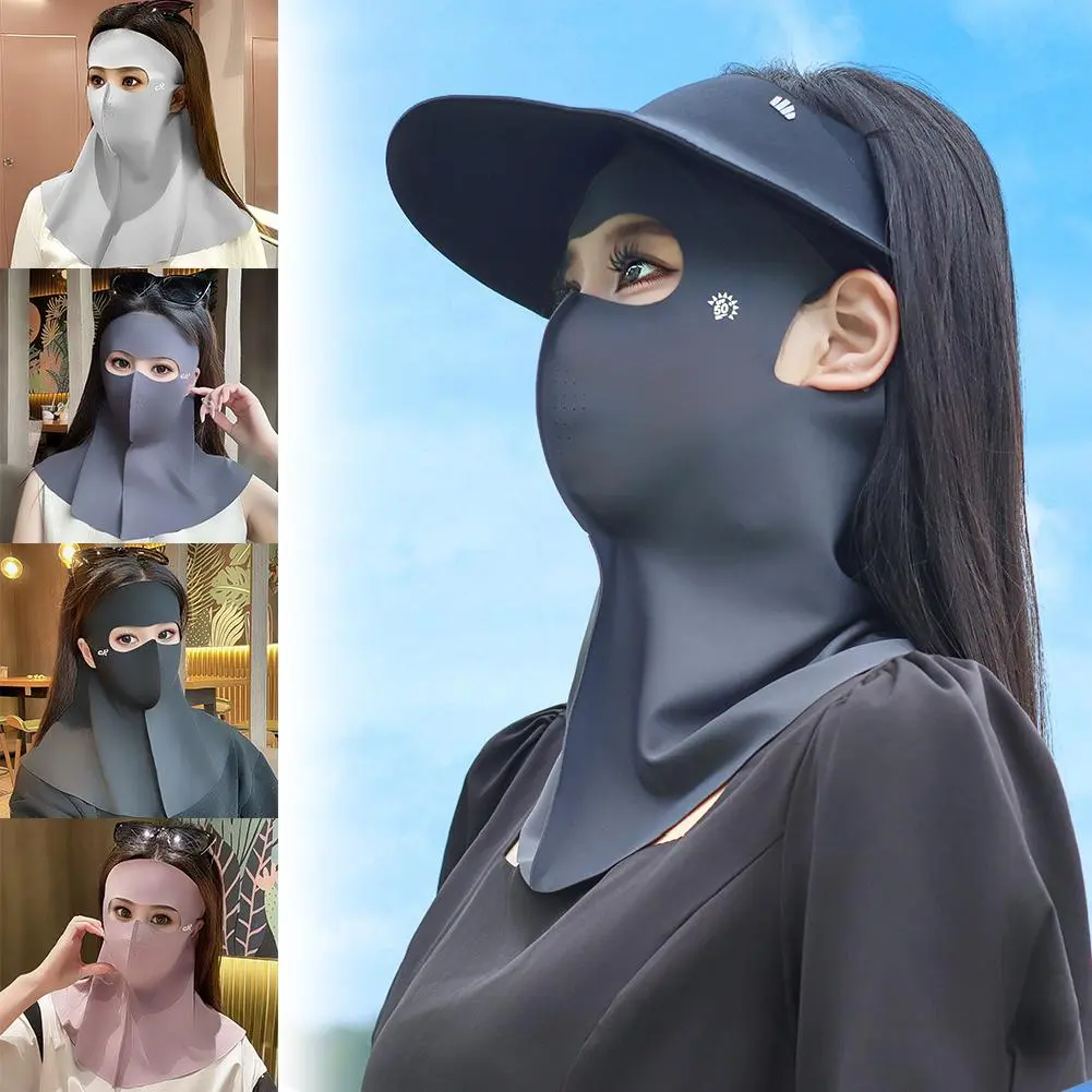 Daily Protection Fashion Ice Silk Sun Protection Mask UPF50+ Full Face ...
