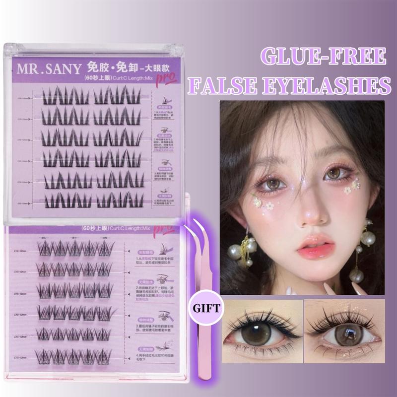 【FREE TWEEZER】MR.SANY Glue-Free Lightweight&Removable False Eyelash ...