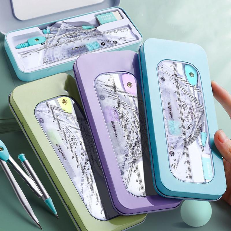 7PCS/Set Measuring Ruler Set Office Math Learn Stationery Eraser ...