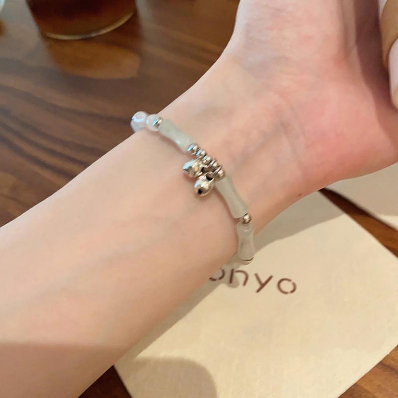 Gelang Tangan Elegan, Batu Hijau, Rumbai Daun Sendi Buluh, Manik ...