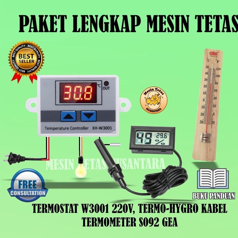 Paket Lengkap Mesin Tetas Termostat W3001 Termo-Hygrometer Kabel ...