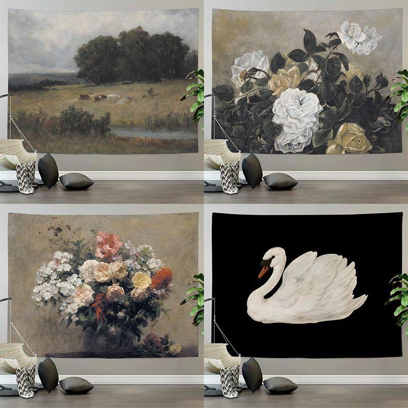 Nordic oil paintings, landscapes, hanging fabrics, medieval living ...