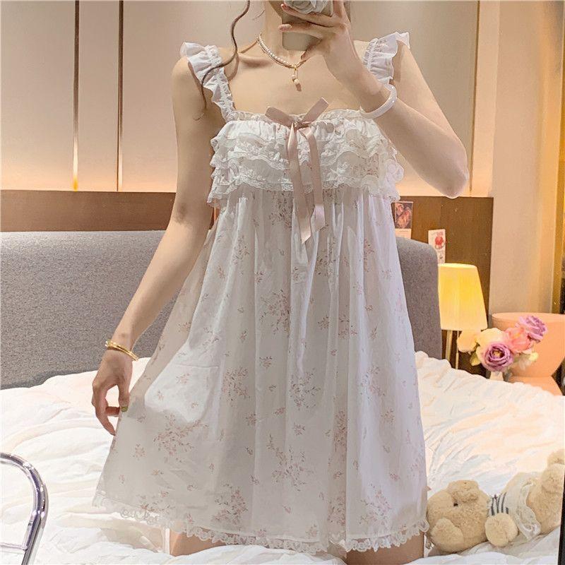 Baju Tidur Selipar Renda, Gaya Musim Panas, Untuk Wanita, Comel ...