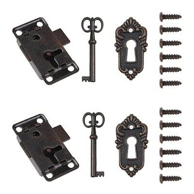 2 Set Drawer Lock With Key Antique Small Box Cabinet Door Locks ...