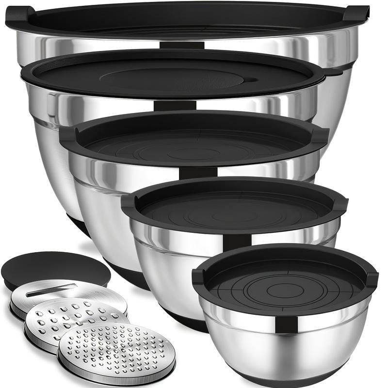 [ 8 stainless steel mixing bowls ] 5 multifunctional bowls and 3 ...