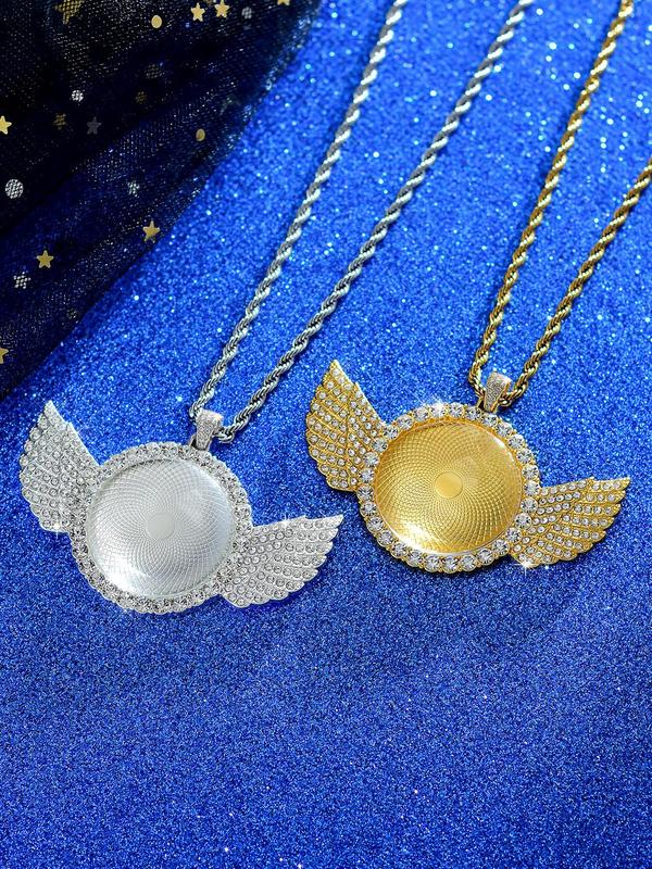 Hip Hop Memory Photo Necklace Pendant with Glass Cabochon Dome, Clear ...