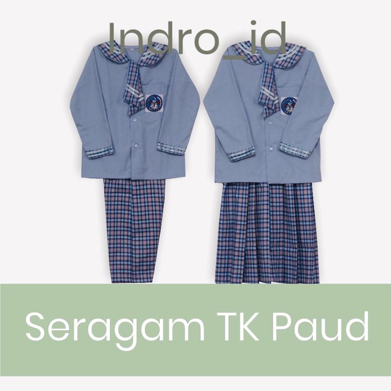 SERAGAM TK PAUD KOTAK KOTAK BIRU SAILOR PANJANG - Shop | Tokopedia