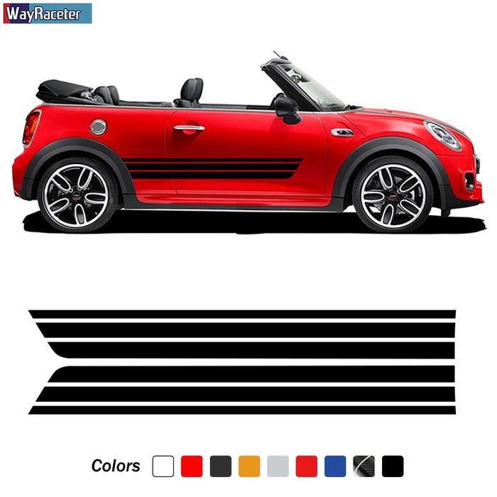 Promo 2 Pcs Racing Sport Door Side Stripes Skirt Sticker Decal For MINI ...