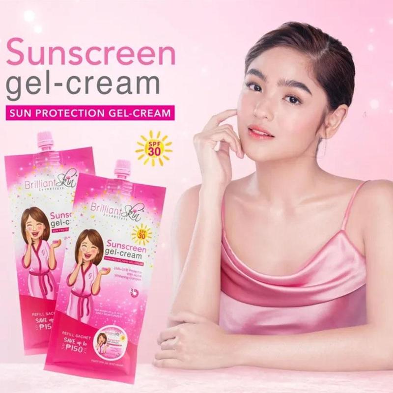 BRILLIANT SKIN Sunblock Cream Gel SPF30 Sunscreen Sachet Grams - TikTok ...