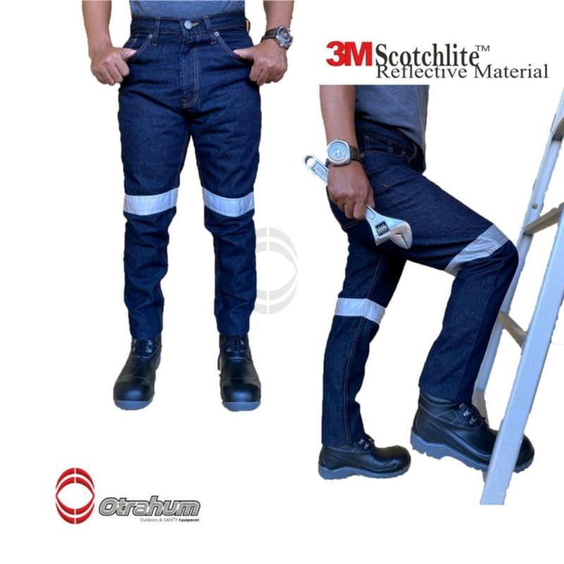 Celana Kerja Lapangan Jeans Safety Denim Pants with Hivis Reflective ...