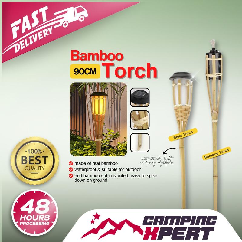 90cm Outdoor Automatic Bamboo Solar Torch Waterproof Bamboo Torch ...