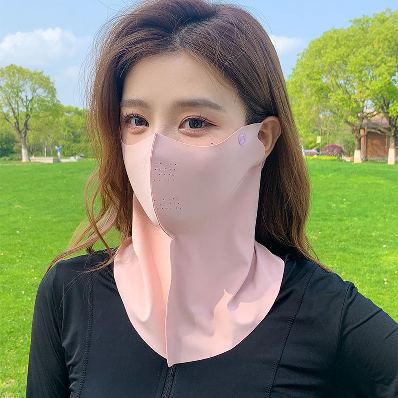 Perforated Breathable Neck Protection Sunscreen Mask, Integrated ...
