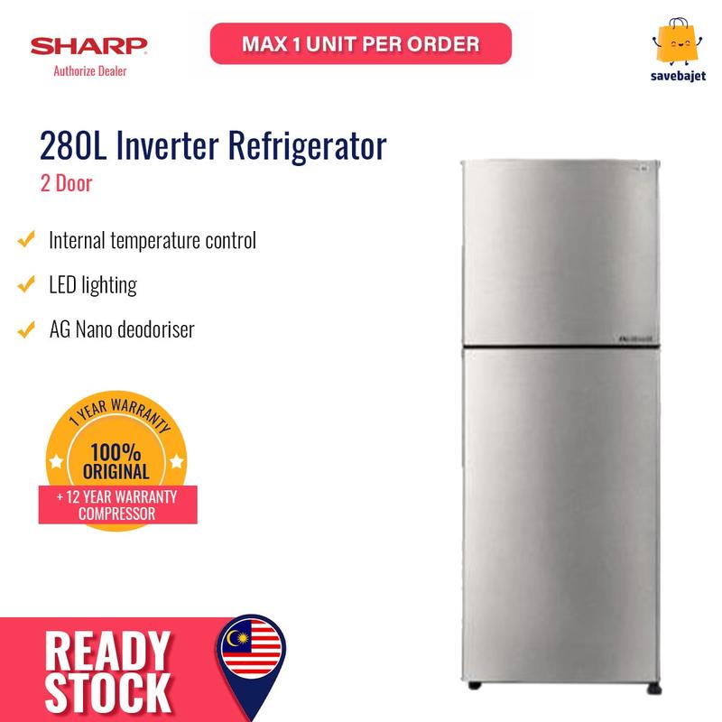 Sharp 280L Refrigerator Inverter SJ2822MSS Peti Sejuk - TikTok Shop Malaysia