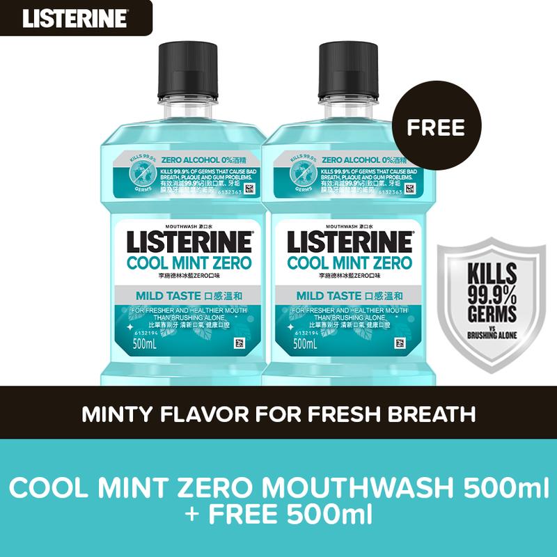 Buy 1 Get 1 Listerine Cool Mint Zero Mouthwash 500ml [Oral Care ...