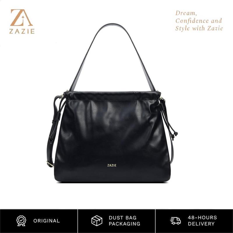 【ZAZIE】- Tas Tote Bag Wanita Leather Lembut Serut, Fashion, PU Leather ...