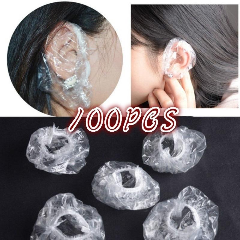 100 Pcs Disposable Hairdressing Earmuffs Salon Clear Ear Cover - TikTok ...