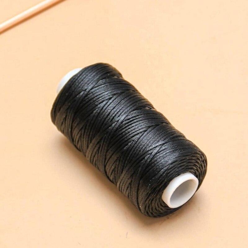 Projek kraf kulit DIY, jahitan kulit 150D, tali lilin rata poliester ...