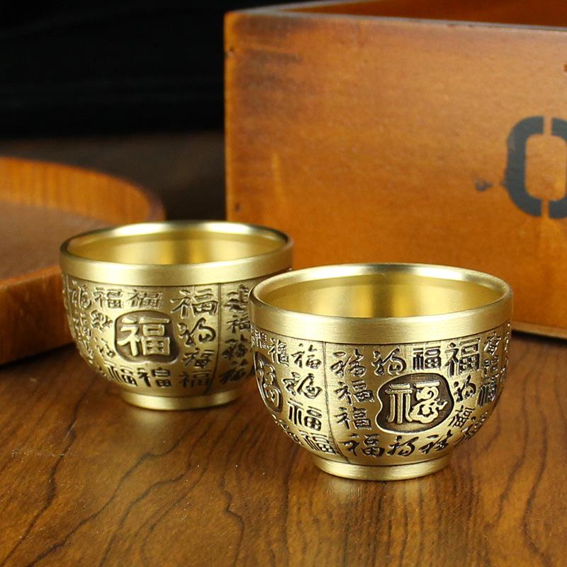 Sifu Cup Brass Baifu Cup Office Tea Table Tea Ceremony Vintage Cup Pure ...