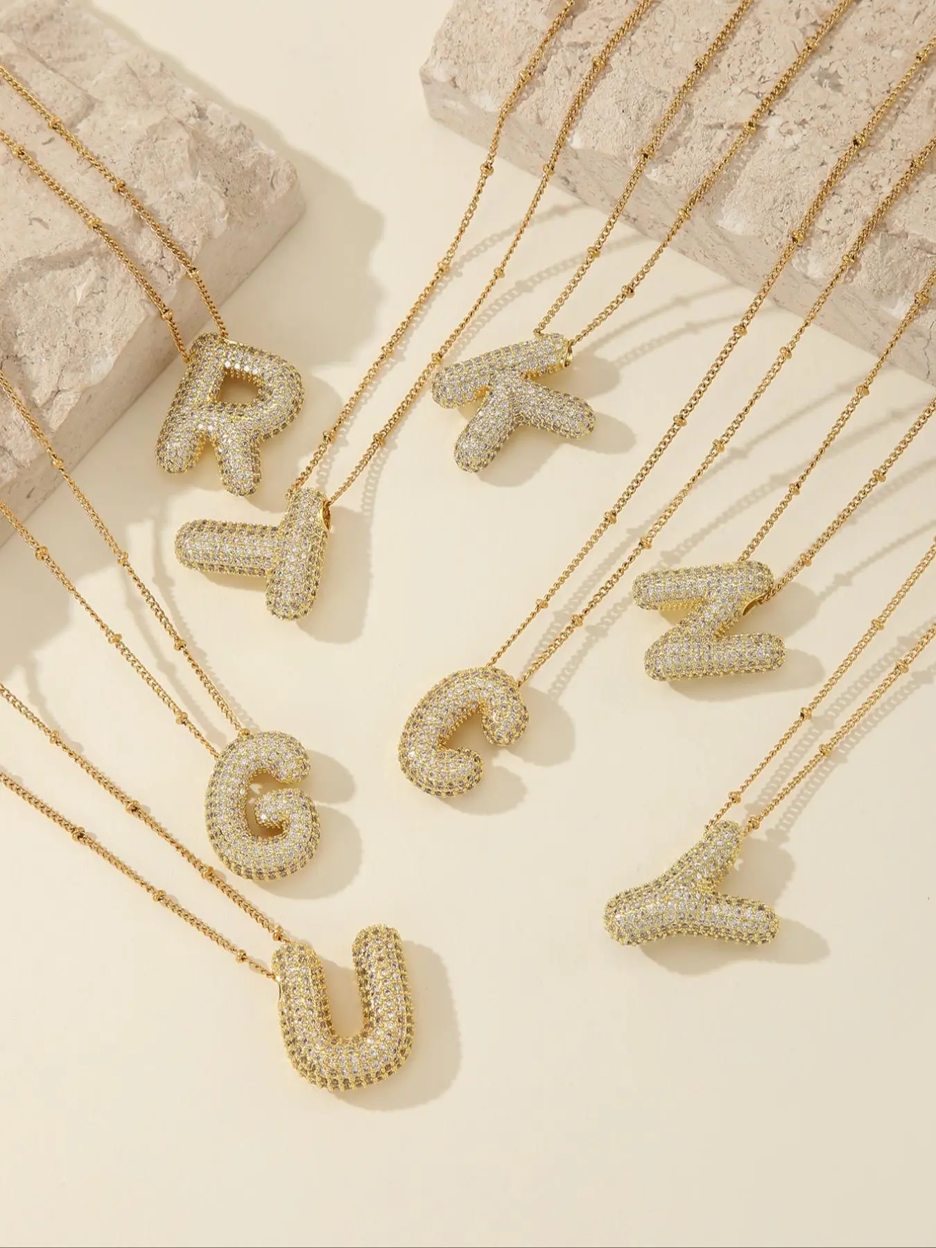 Plated Initial Letter Pendant Necklace for Women | Alphabetical Initial ...