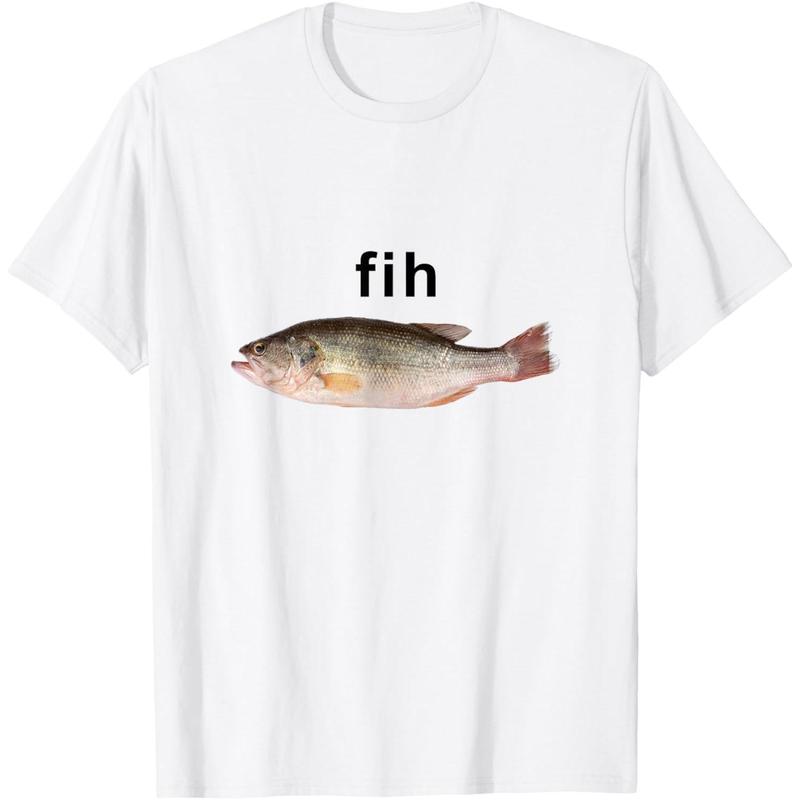 "Fih" Funny Misspelled Fish Meme, Simple Humor T-Shirt - TikTok Shop
