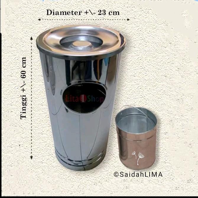 Tempat Sampah Asbak Stainless - Tong Sampah Ember Tabung Tebal ...
