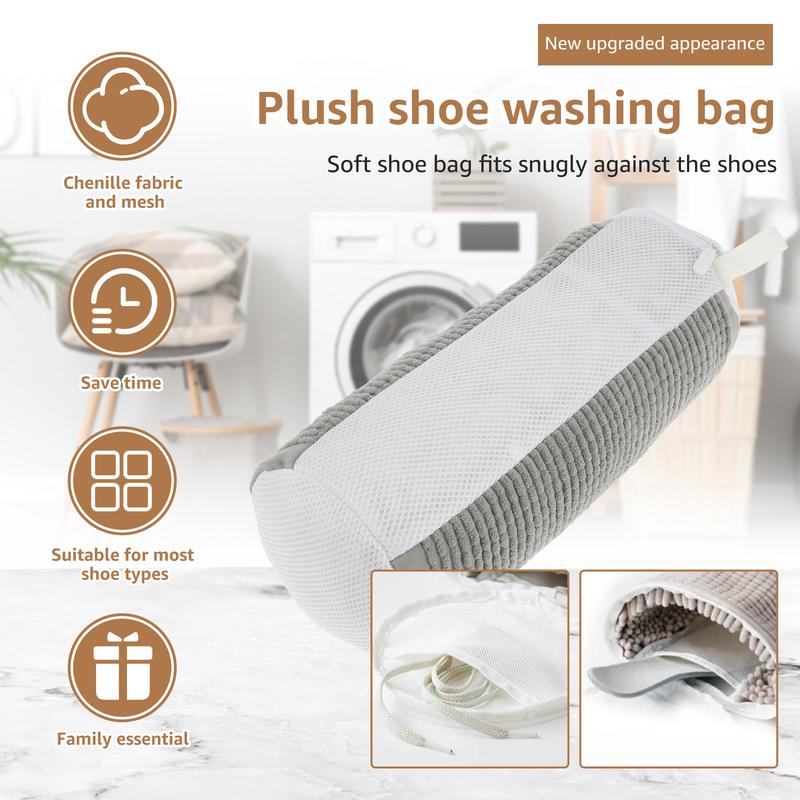 2Pcs Shoes Laundry Bags Zipper Closure Shoe Cleaning Bag Sof - TikTok ...