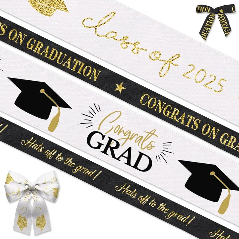 4 Rolls 20 Yards Graduation Ribbons, Graduation Hat Star Ribbons ...