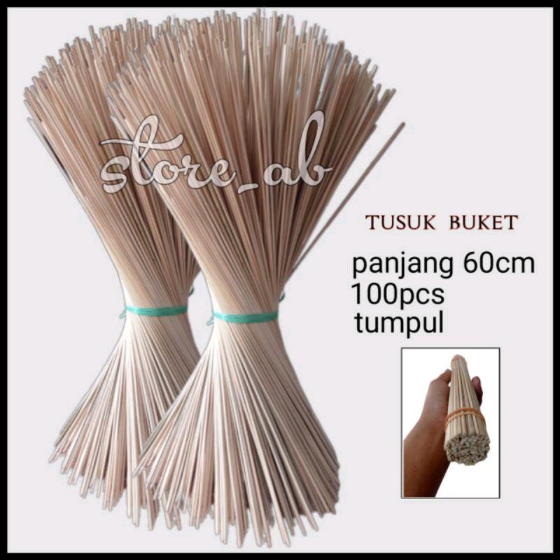(100pcs) tusuk buket 60cm,buket, bahan buket bunga,bunga uang,penyangga ...