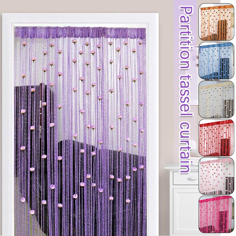 100x200cm Flower Thread Curtains Screen Ribbon String Divide - TikTok ...